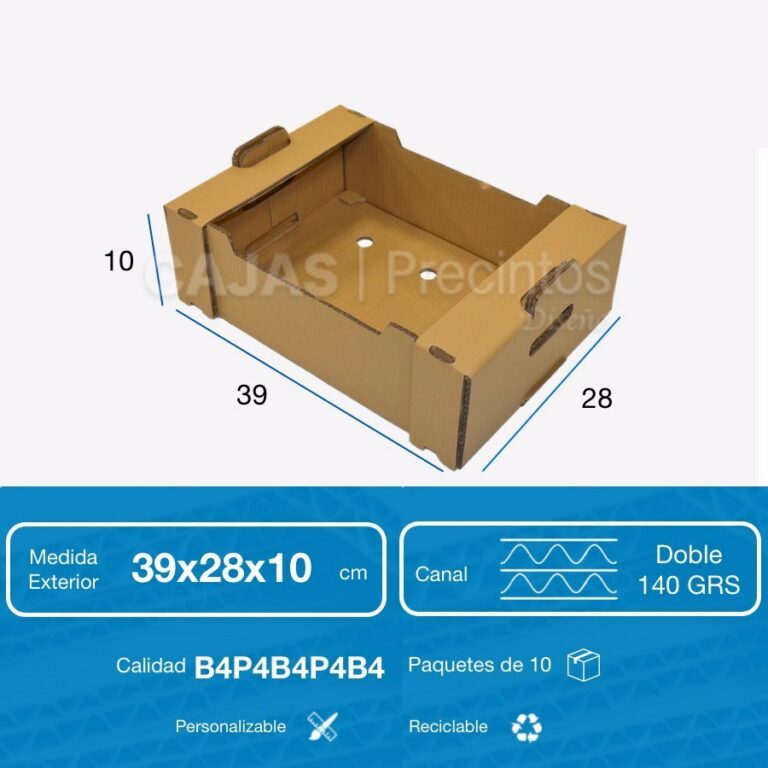 Caja Cartón 39 x 28 x 10 cm para frutas y verduras hasta 10 kg. | Cajas ...