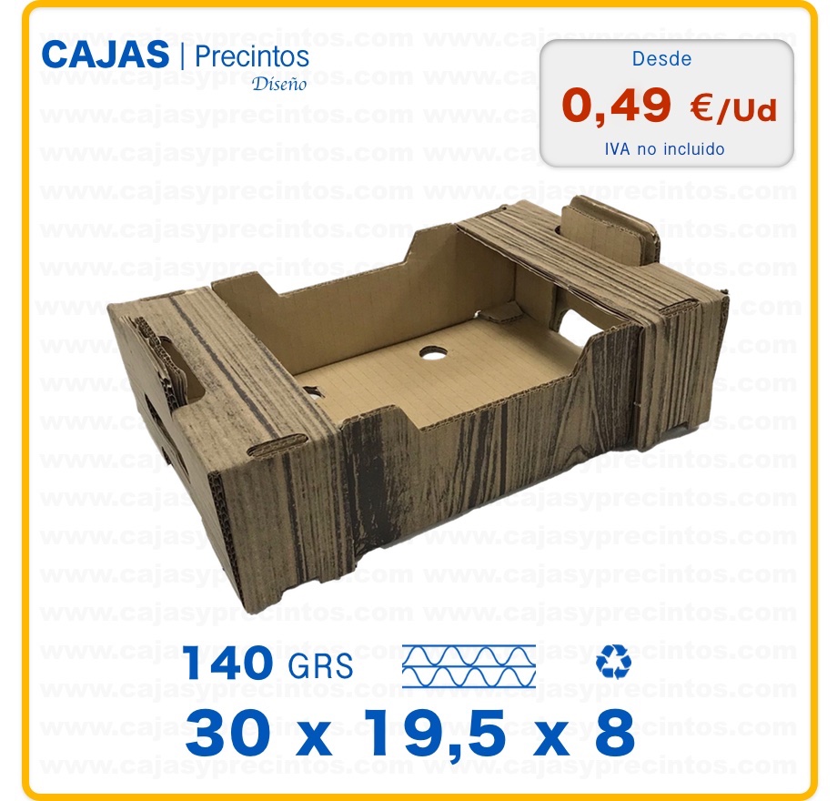 Caja Cartón 30 x 19,5 x 8 cm para Frutas y Verduras soporta hasta 2 kg ...
